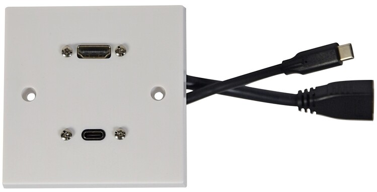 Multimedia Wallplate with 8K HDMI and USB4 Type-C Sockets