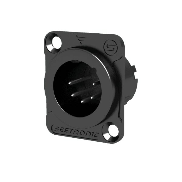 Seetronic MJ5F2CB D-Series 5 Pin XLR Chassis Plug Metal 23mm dia - Black